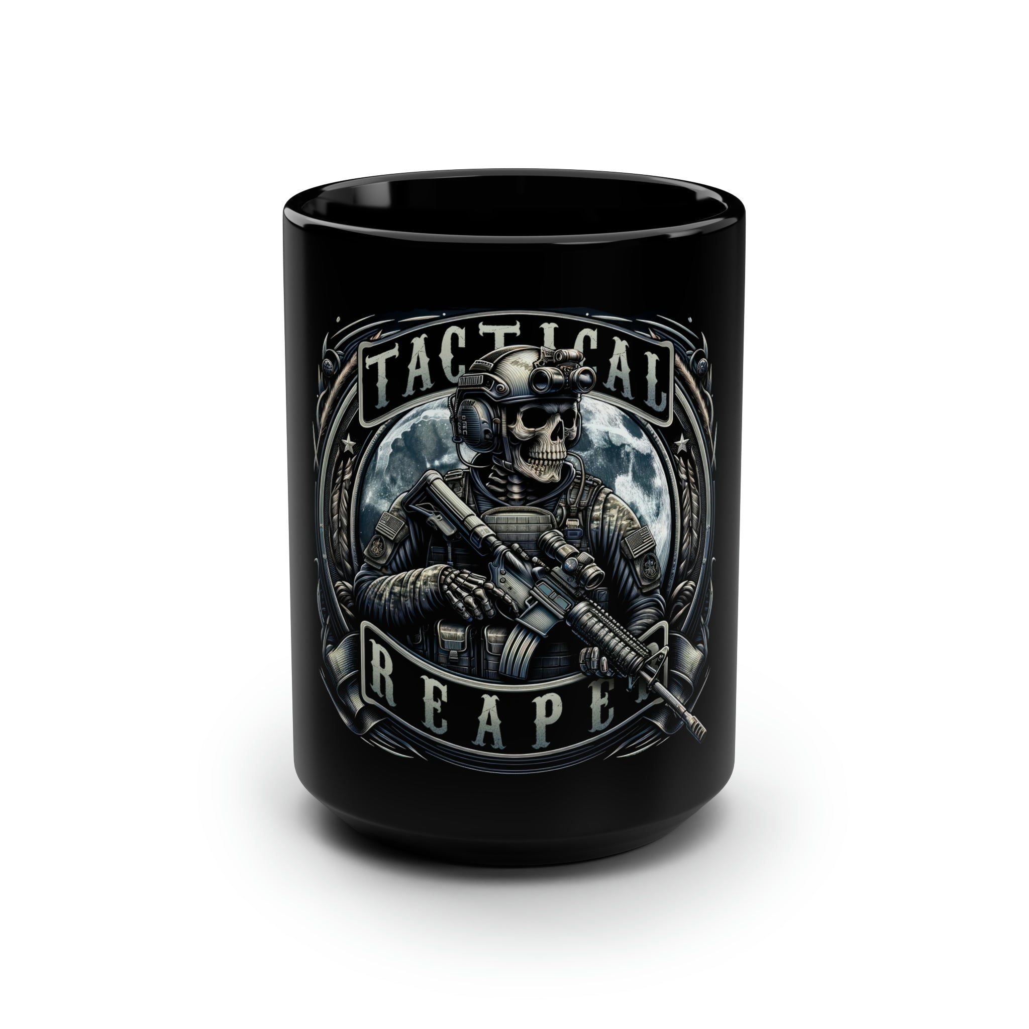 Midnight Sentinel: The Tactical Reaper Coffee Mug