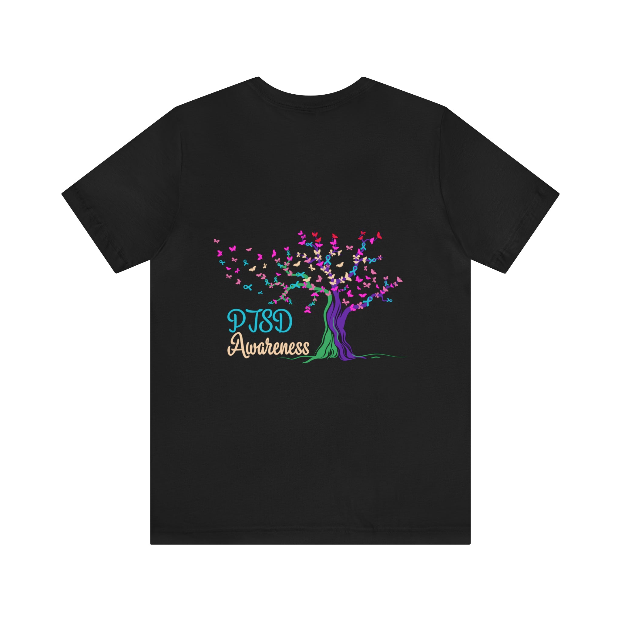 PTSD Design Colored Tree Graphic Cotton T-Shirt