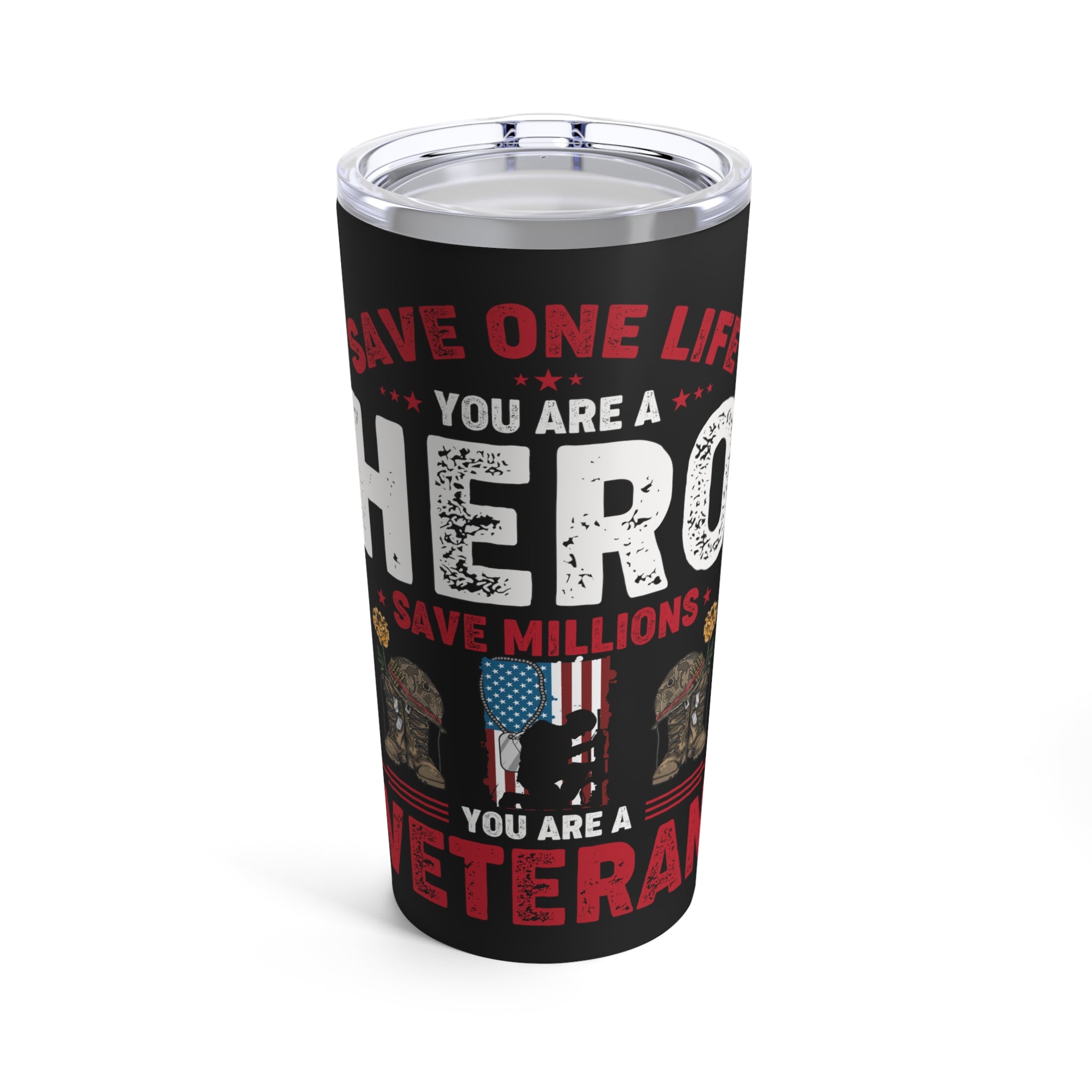 Veteran's Heroic Impact: 20oz Military Design Tumbler, Saving Lives an