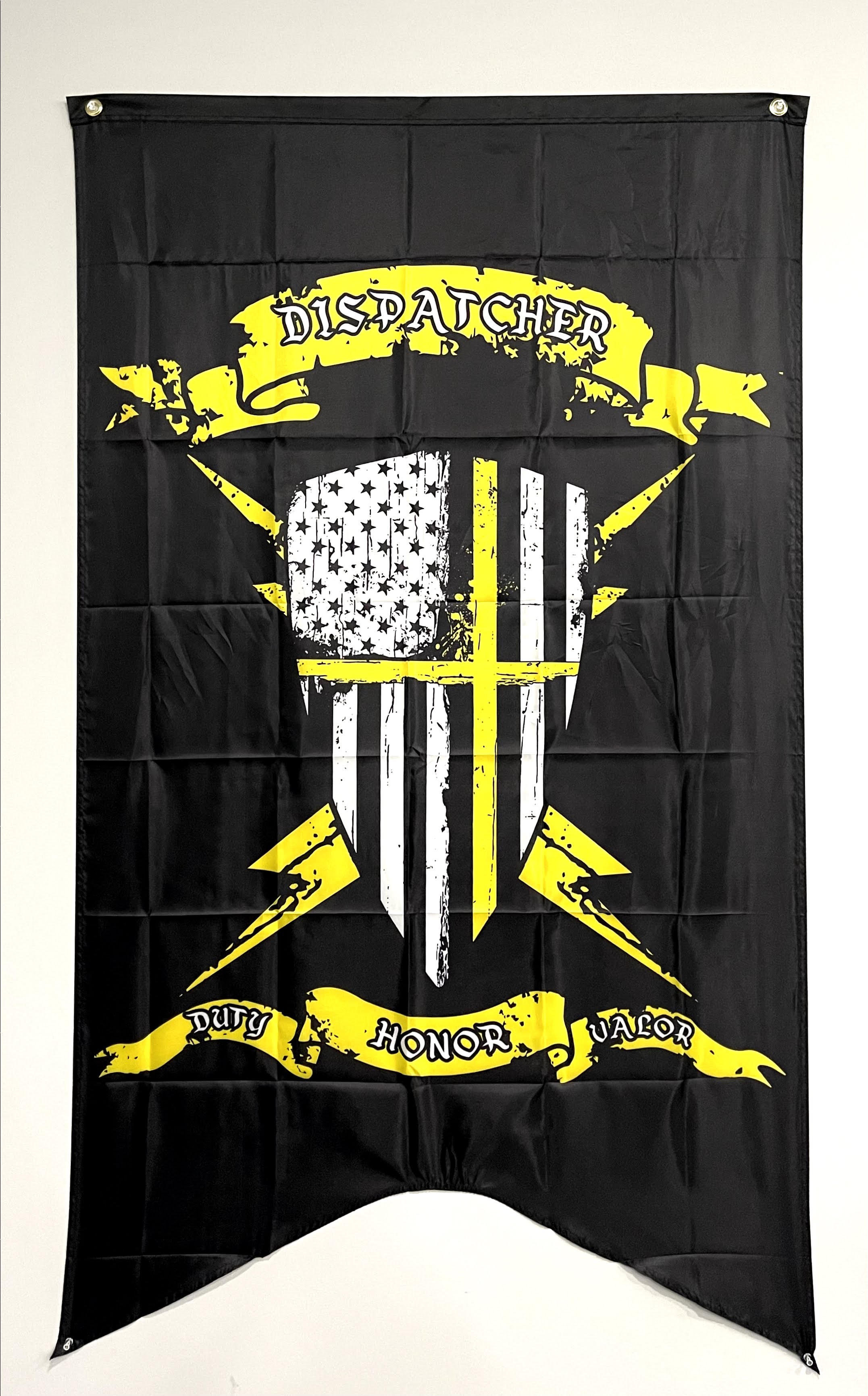 Dispatcher Flag-Medieval Thin Yellow Line Crest-Duty Honor Valor