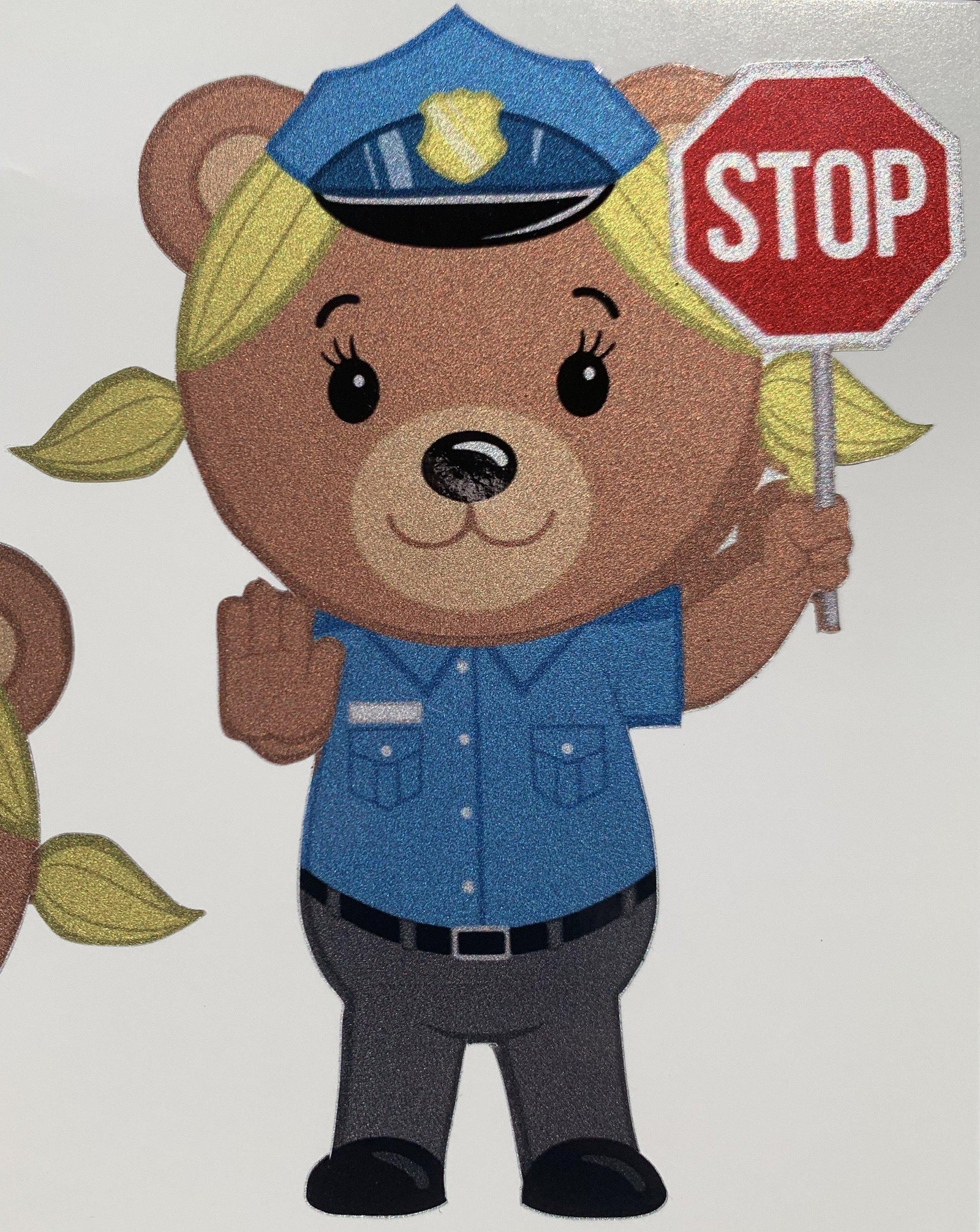 Police Officer Bear Girl Cub Stickers