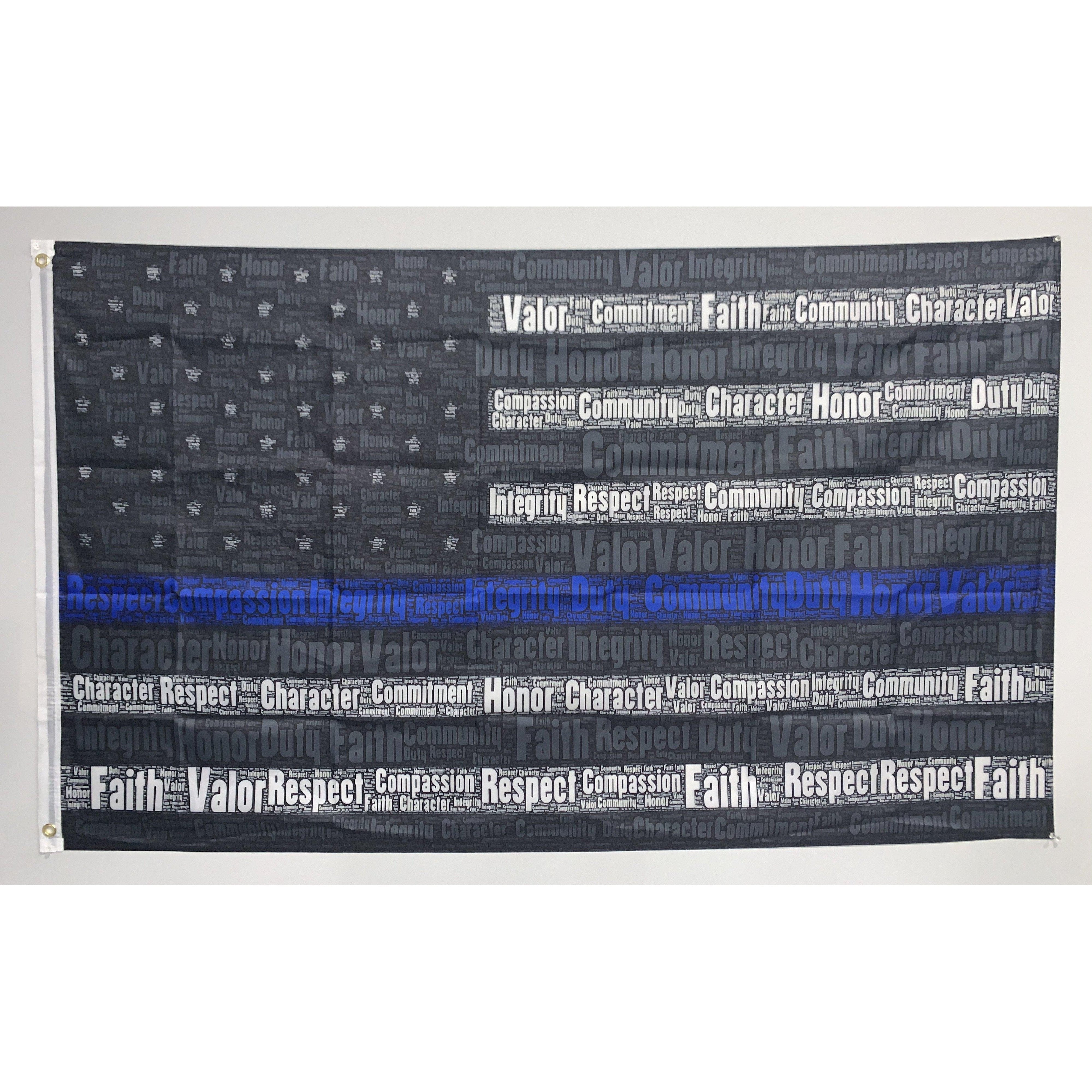 Thin Blue Line Word Flag